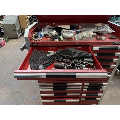 A Sealey Premier tool chest on castors with contents - approx. 155cm ...