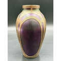 An Art Nouveau Loetz style copper overlaid purple iridescent glass vase ...