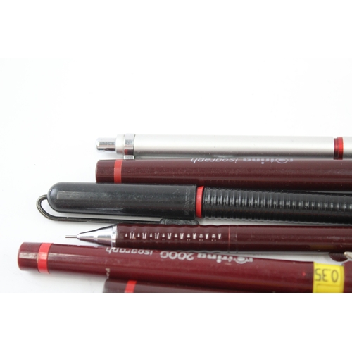 Ten Rotring technical drawing pens and pencils