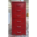 A red metal six drawer filing cabinet - approx. 66cm high x 28cm wide x ...