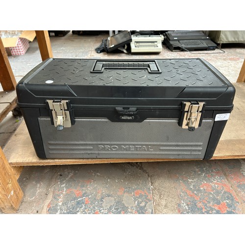 A Keter Pro Metal tool box containing tools to include Black & Decker ...