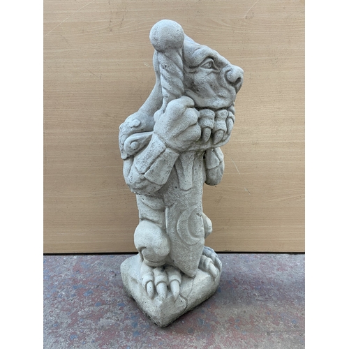 A cast stone gargoyle garden statue - approx. 53cm high