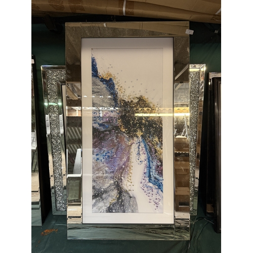 Two framed abstract textured prints - largest approx. 65cm high x 115cm ...