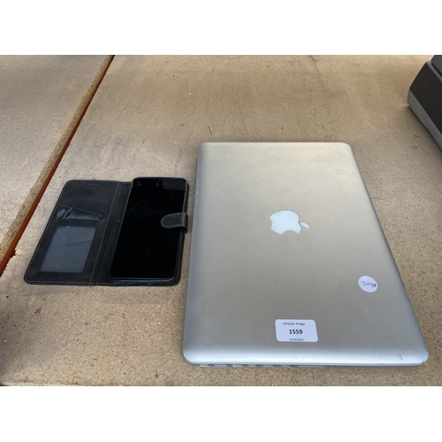Two items, one cased Motorola smart phone and one Apple A1278 MacBook ...