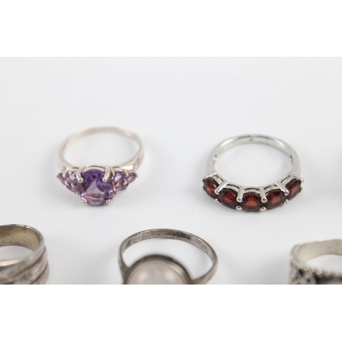 Eight .925 silver gemstone set rings - approx. gross weight 32g