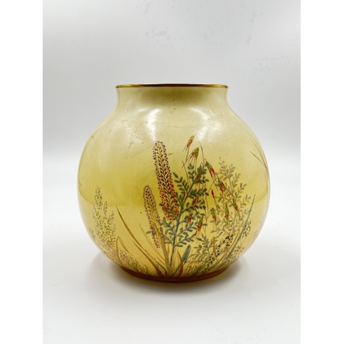 An Art Deco Carlton Ware hand painted vase depicting duck in flight ...