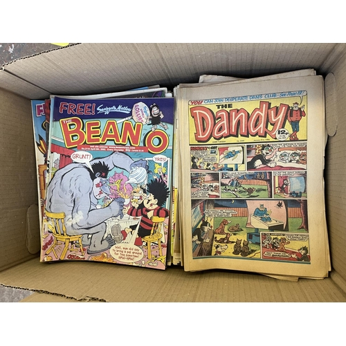 Three boxes containing approx. 900 of The Beano and The Dandy comics