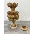 Two carved alabaster items, one table lamp - approx. 47cm high and one ...