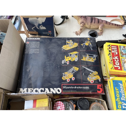 A large collection of Meccano to include Magic Motor, boxed 395 parts ...
