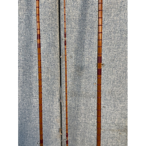 A cased Foster Bros 'Perfect Gen' three piece split cane fishing rod