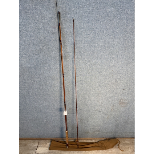 A cased J.S. Sharp The 'Scottie' No. 6 two piece split cane fishing rod