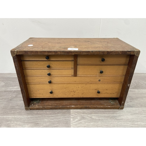 A mid 20th century mahogany and beech engineer's tool chest - approx ...