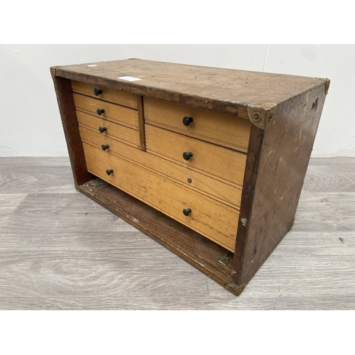 A mid 20th century mahogany and beech engineer's tool chest - approx ...