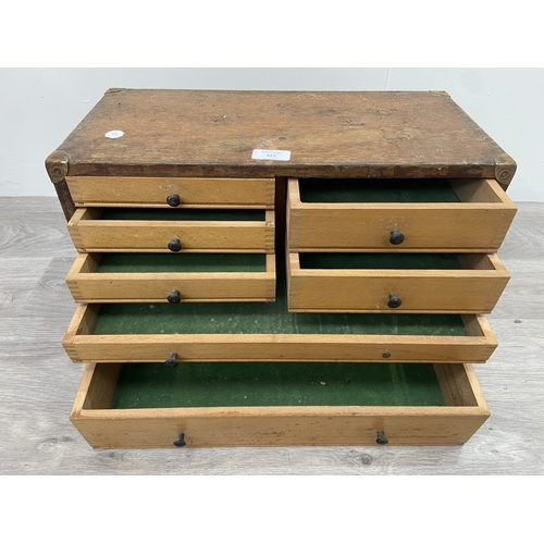 A mid 20th century mahogany and beech engineer's tool chest - approx ...