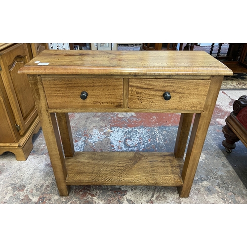A mango wood console table - approx. 81cm high x 80cm wide x 25cm deep