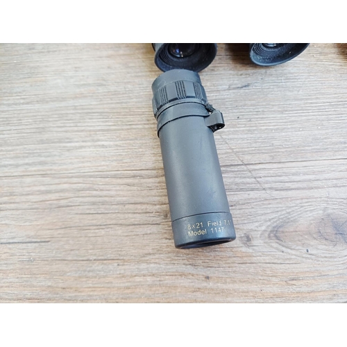 Seven items to include cased Tronic 10x25 pocket binoculars, cased ...
