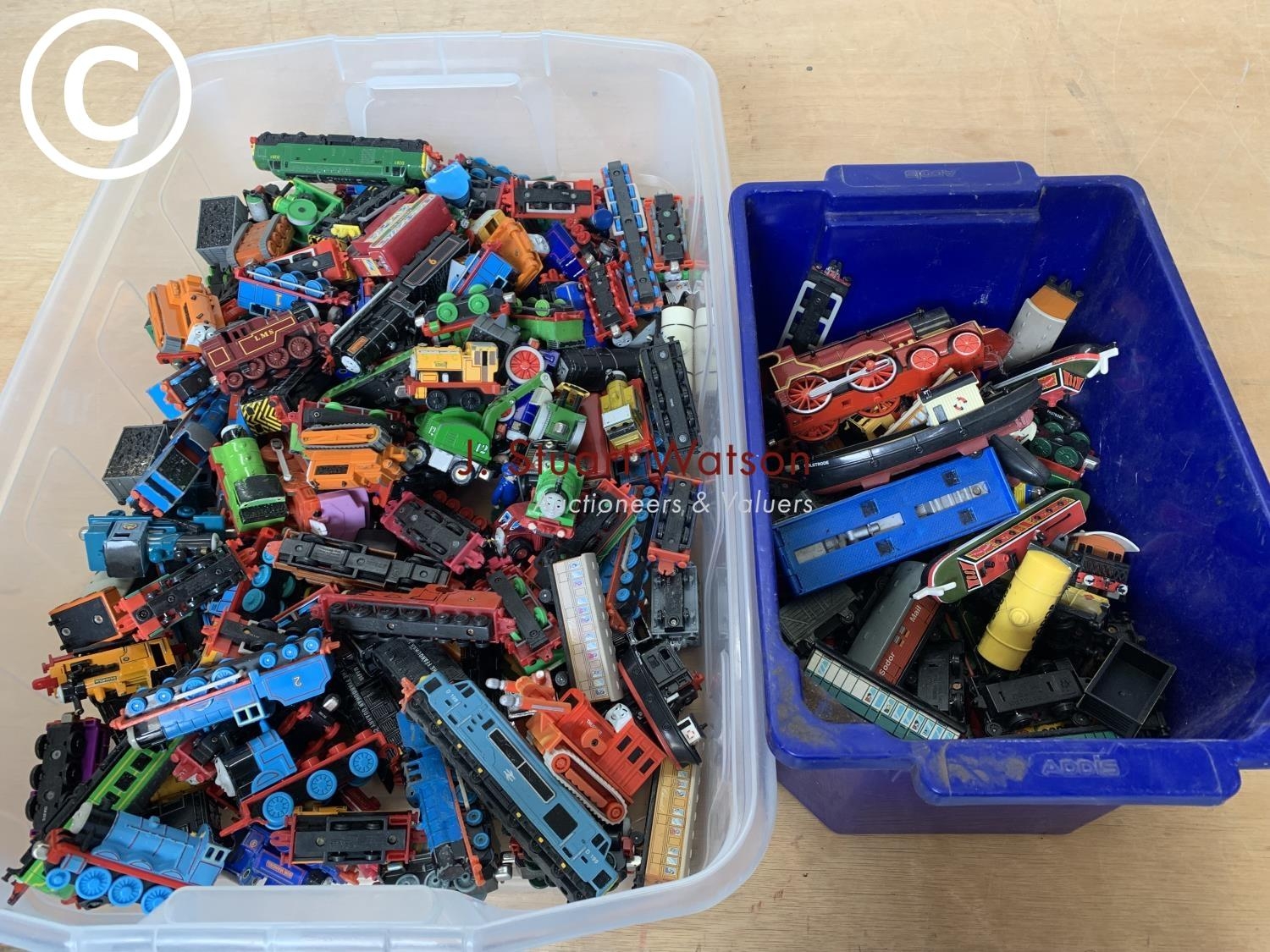 Two boxes containing large collection of Ertl Thomas the Tank Engine ...