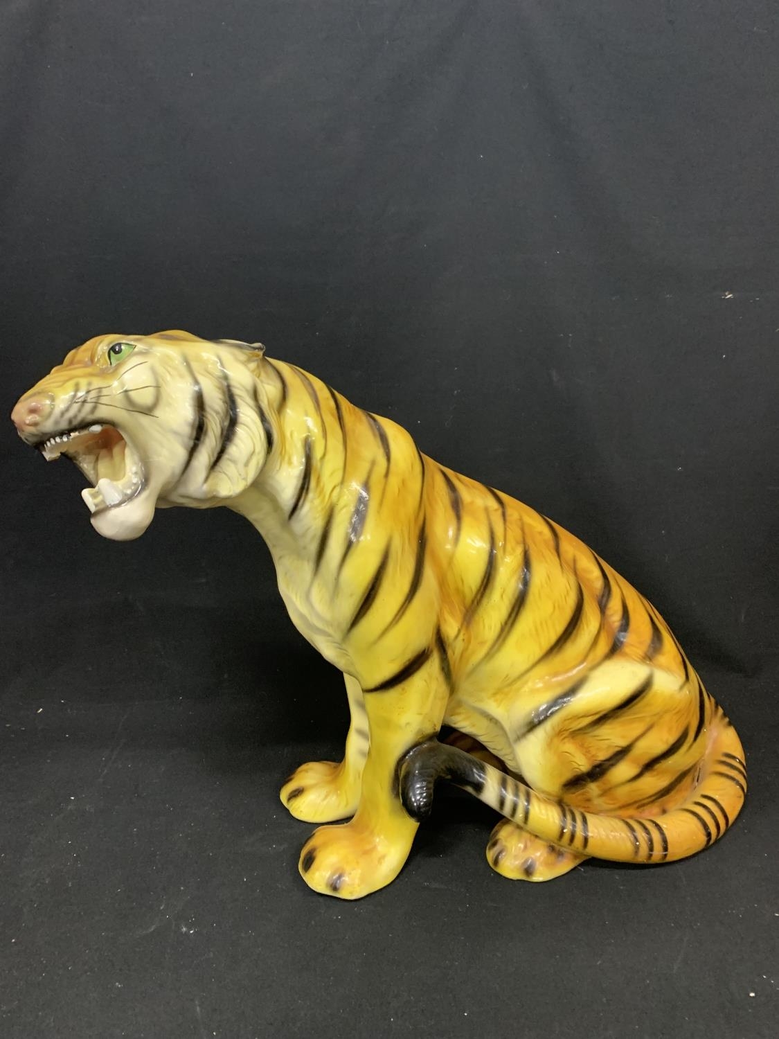 1960's Vintage Chalk Tiger Figure 51 cms high, length 72 cms (damage to ...