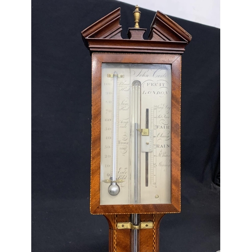 Inlaid mahogany stick barometer John Corti London
