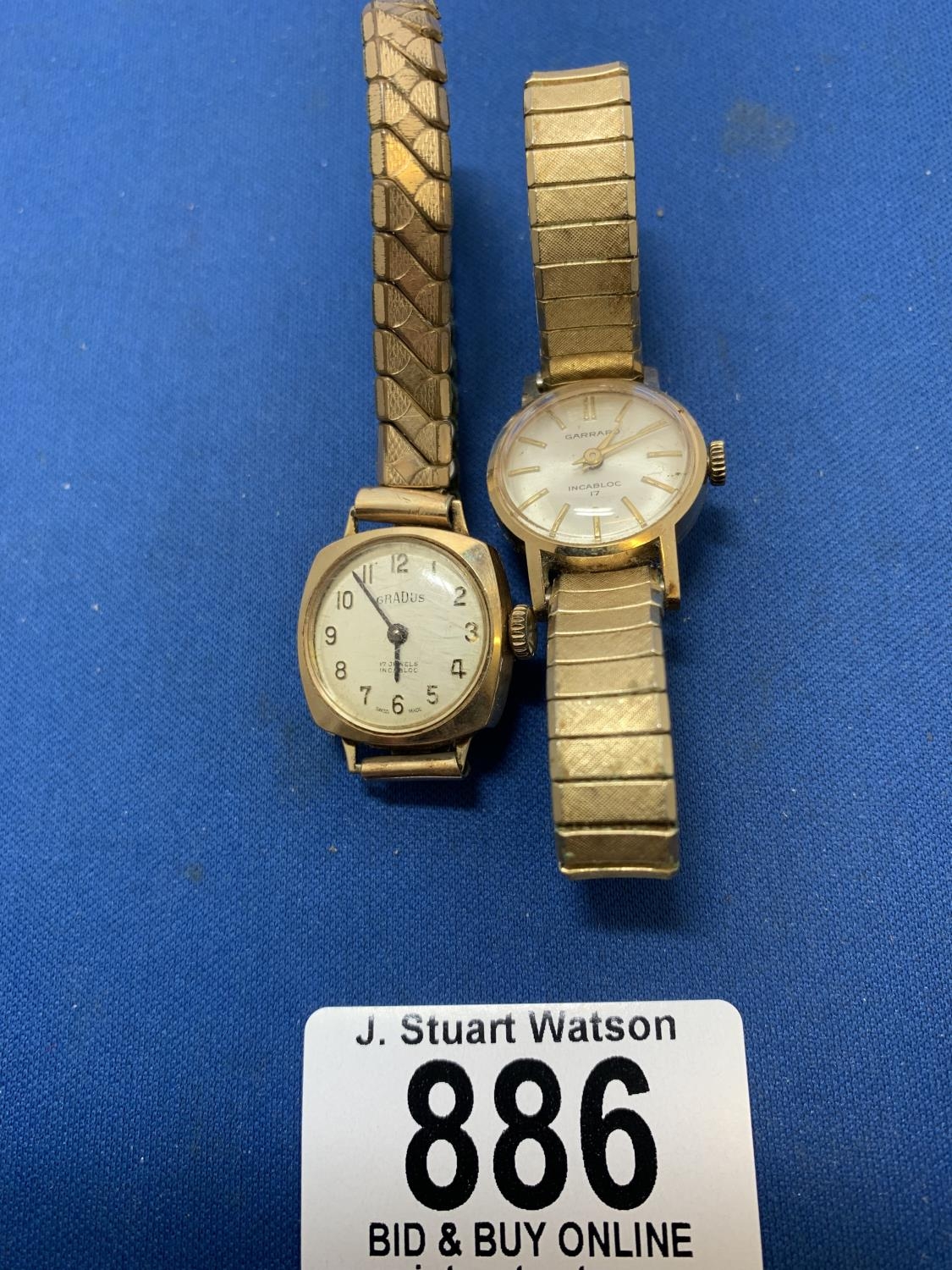 Garrard 9ct Gold Ladies Incabloc Watch and Gradus Incabloc Ladies 9ct ...