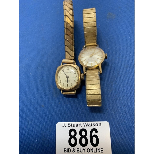 Garrard 9ct Gold Ladies Incabloc Watch and Gradus Incabloc Ladies 9ct ...