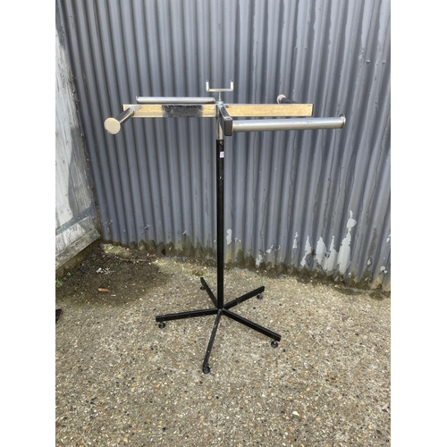 A metal and chrome clothes shop rail