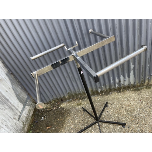 A metal and chrome clothes shop rail