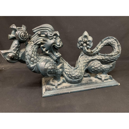 Heavy painted composition Dragon figure, with signature Austin Proding ...