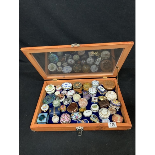 Display case and collection of trinket boxes