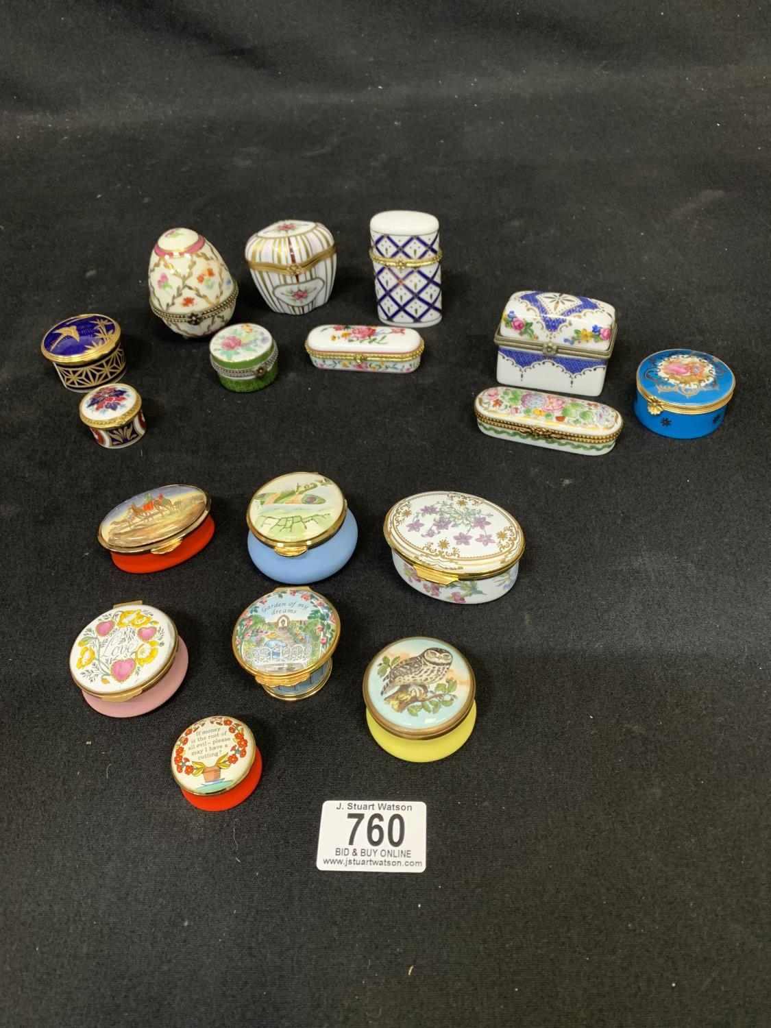 Seven Enamel Trinket Boxes, three Limoges trinket boxes, five Limoges ...