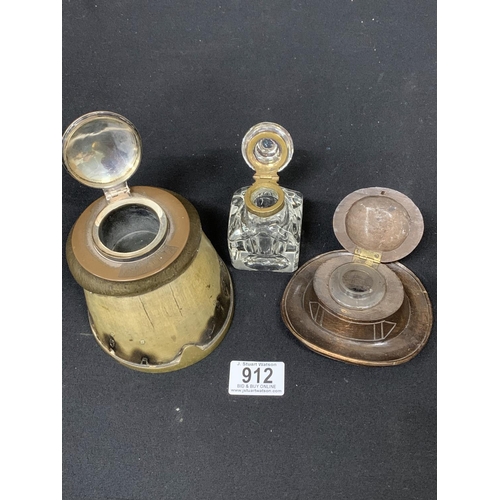 Horse hoof Inkwell inscribed Jack, Wooden Stetson inkwell and square ...