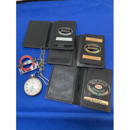 London Transport Badge, Sekonda Train embossed Pocket Watch and 3 ...