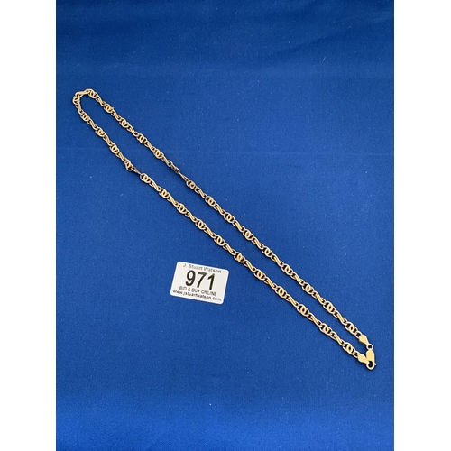 9ct Gold Fancy Flat Link neck chain marked 375 and import hallmark ...