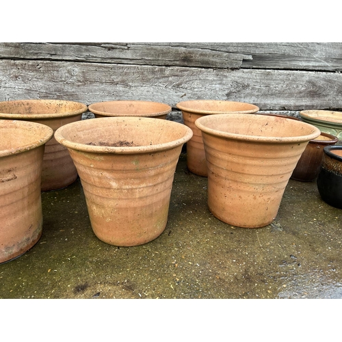 A set of 8 'YORKSHIRE POT COMPANY' Terracotta planters. Each measures ...