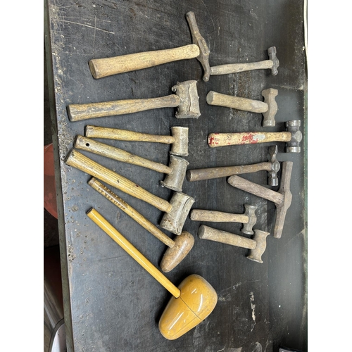 14 assorted hammers and mallets