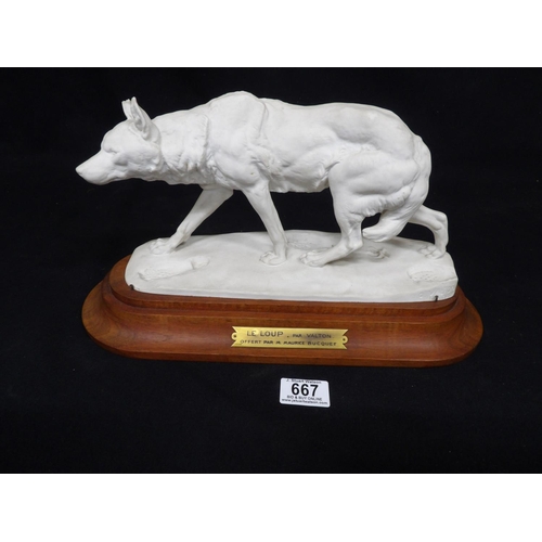 Parian Figure Le Loup Par Valton, length of base 37cms, height 20cms