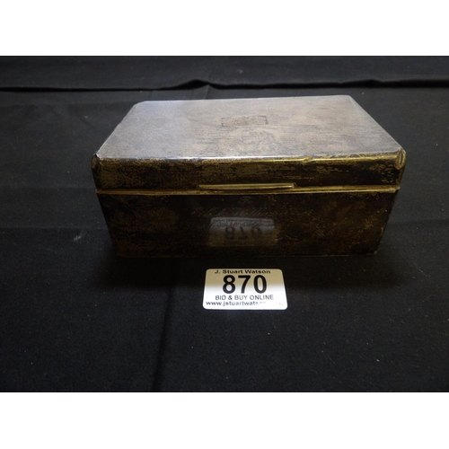 Hallmarked Silver Presentation Table cigarette box. 14 x 9 x 6 cm. Some ...