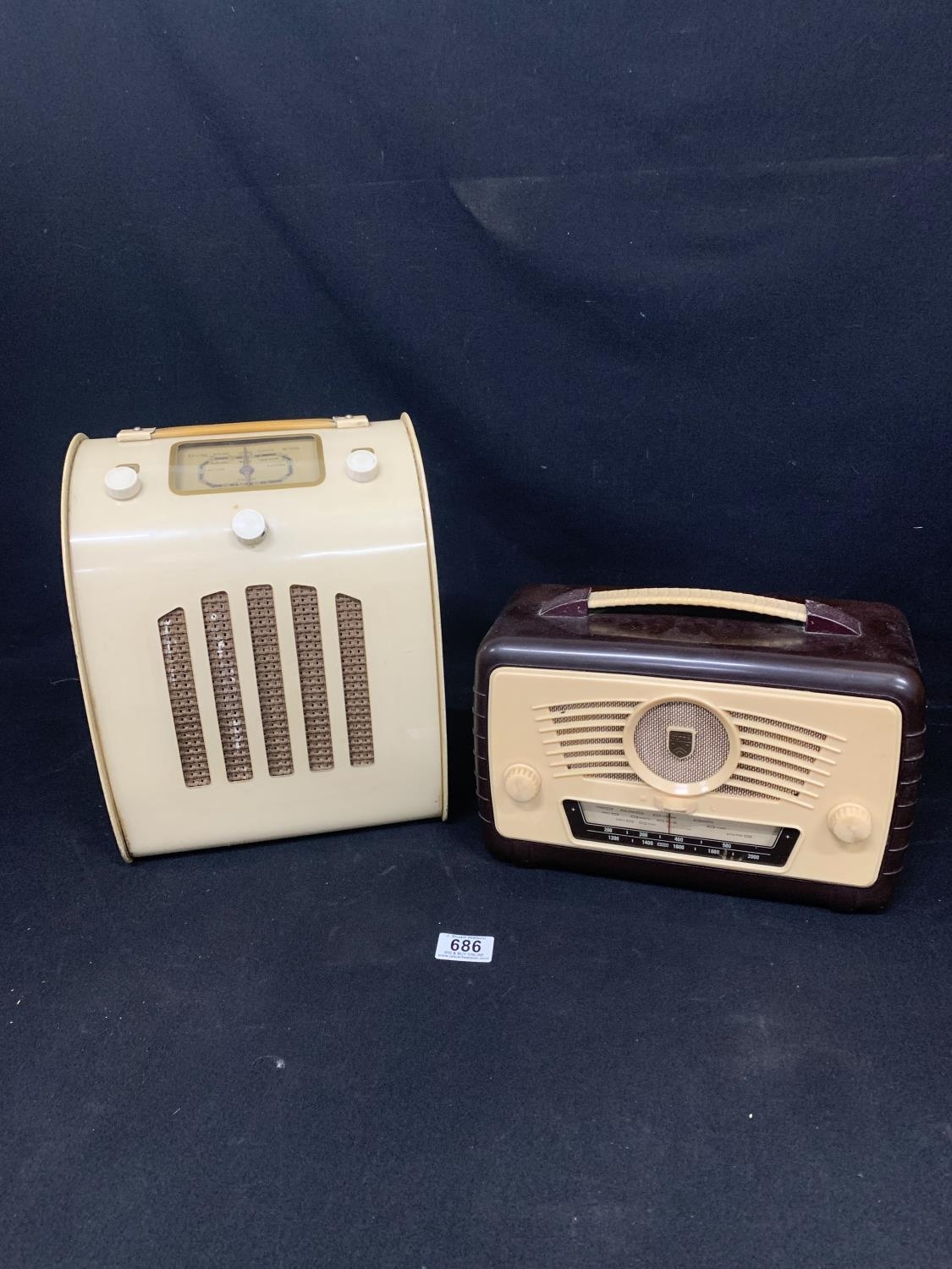 Two vintage portable radios: Ever Ready and Ultra