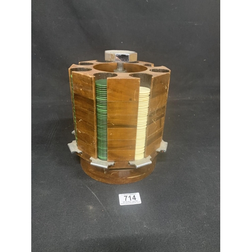 Asprey Poker Chip revolving dispenser in walnut and chrome, height 24 ...