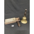 WW2 Air Wardens Rattle and bras hand bell, height 27cms