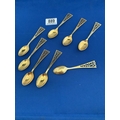 Eight Hallmarked Silver Gilt Teaspoons, Total weight 4.78 ozt