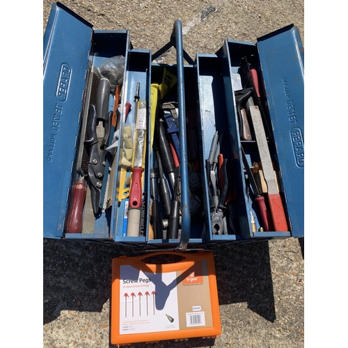 Metal Tool Box and Tools (2)