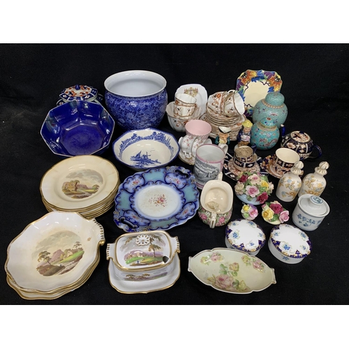 Large collection of decorative china, including Shelley planter