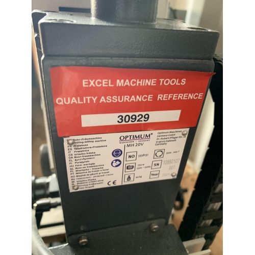 Optimum Opti mill MH 20v, precision Milling Machine Dated 2021
