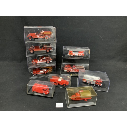 10 Perspex cased precision model Fire Vehicles