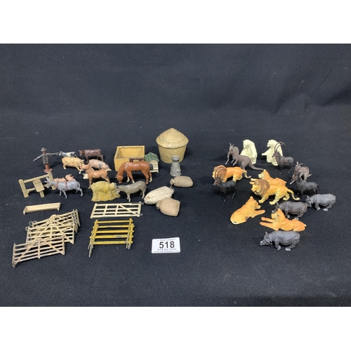 Lead farm animals and plastic zoo animals