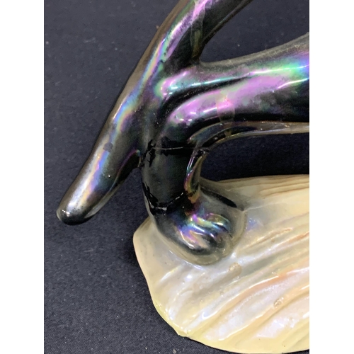 2 Panther figures, longest 50cms, repair to back leg