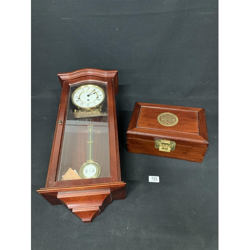 Hermle Chiming Wall Clock with key and pendulum and oriental mahogany ...