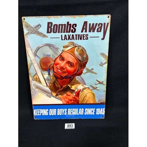 Metal sign, Bombs Away, 30 x 40cms