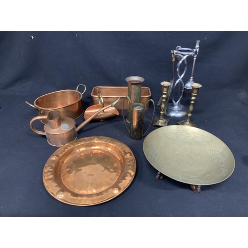 Copper and brassware, plus part companion set